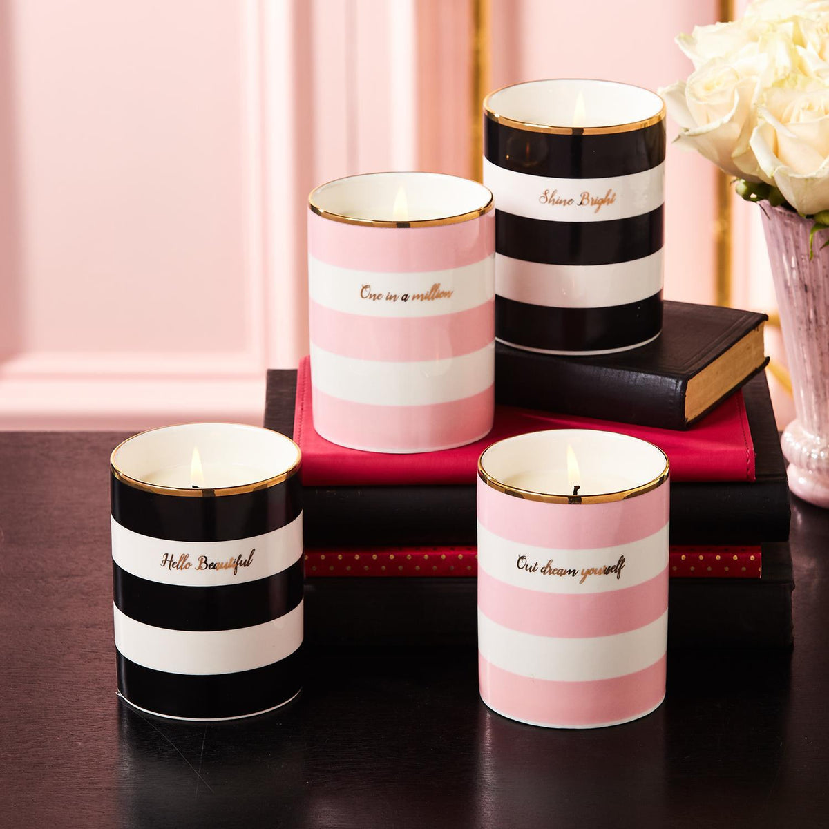 Shine Bright Striped Candle – One of A Kind Decor